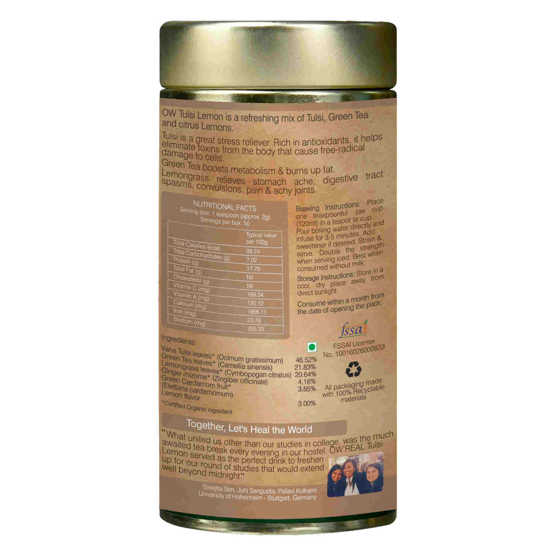 Tulsi Lemon (Tin) (Certified Organic)